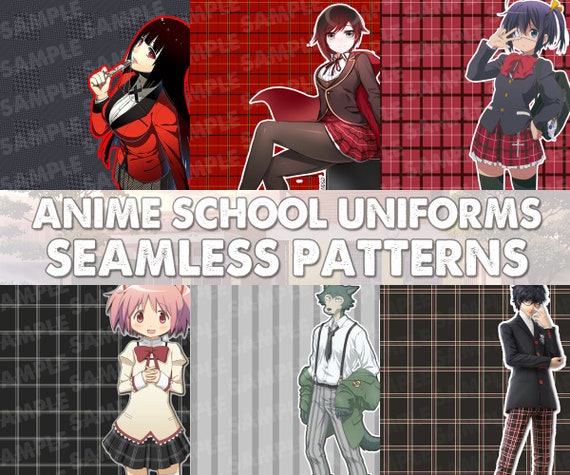 Anime School Uniform Seamless Pattern Collection for Fabric - Etsy