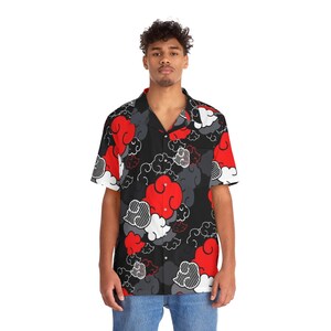 Ninja Dark Clouds Red and White Hawaiian Style Shirt - Etsy