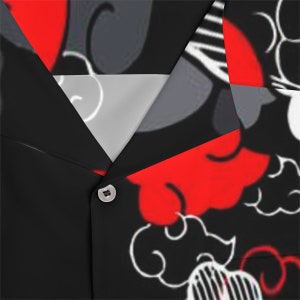 Ninja Dark Clouds Red and White Hawaiian Style Shirt - Etsy