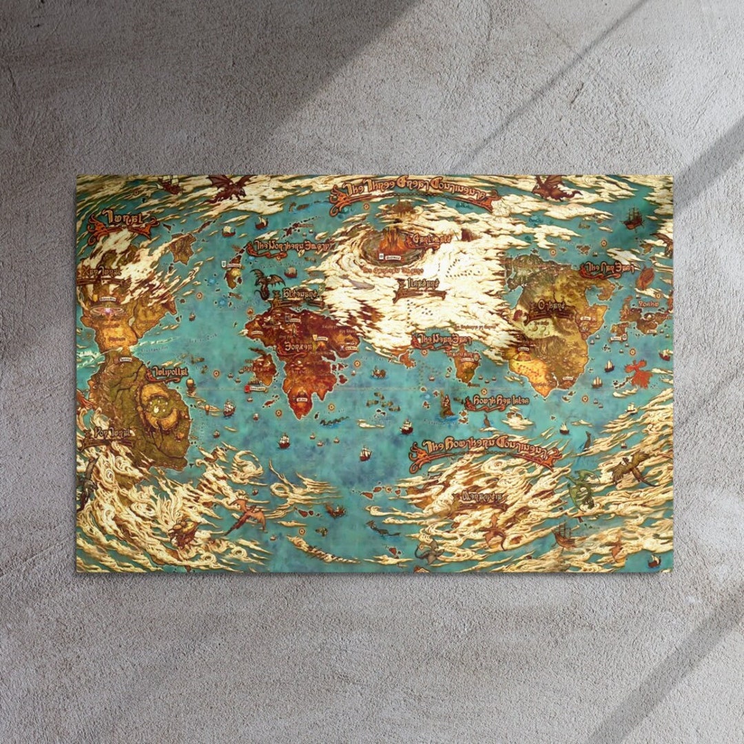 Metal Poster World Map Hydaelyn Etheirys With Tural From Dawntrail ...