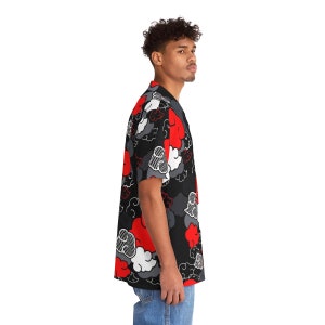 Ninja Dark Clouds Red and White Hawaiian Style Shirt - Etsy