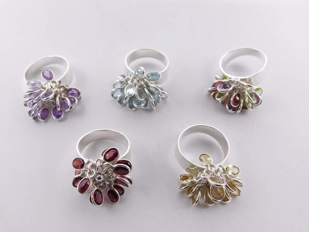 5 Pieces Natural Multi Cut Stone Ring Aaagood Quality 925 - Etsy