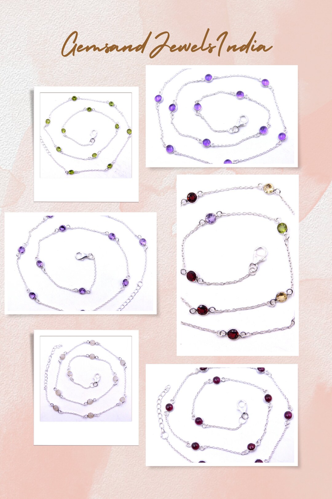 Natural Multi Cut Stone Necklace,925 Sterling Silver Birthstone Bezel Necklace,faceted Handmade ...