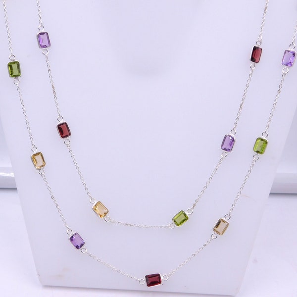 Multi Stone Necklace - Etsy