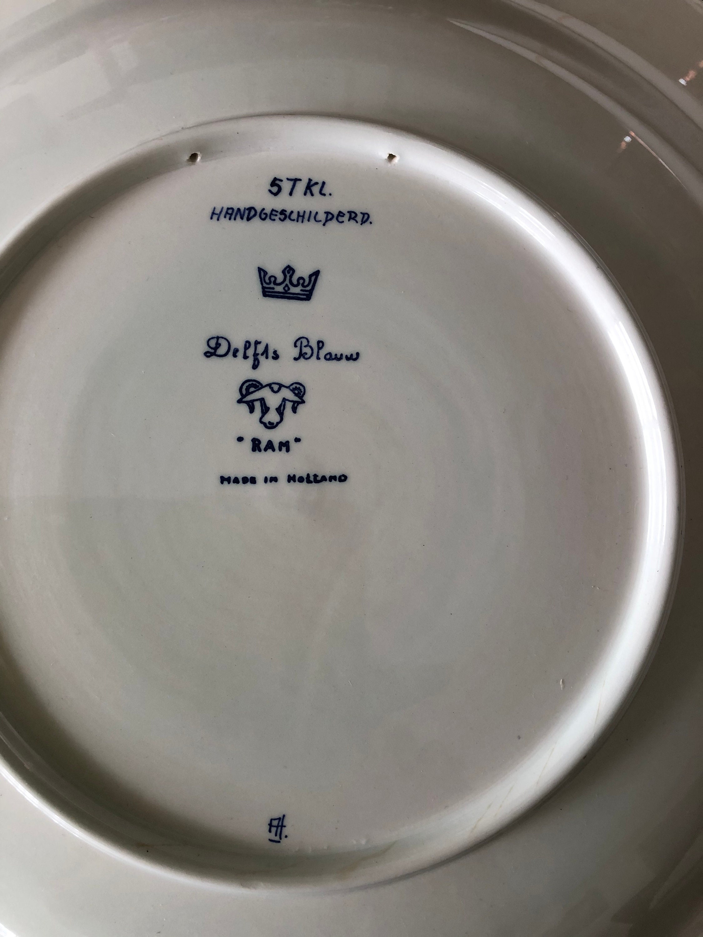 Delfts Porcelain Ceramic Earthenware 1921 1945 Blue Plate by RAM Blauw ...