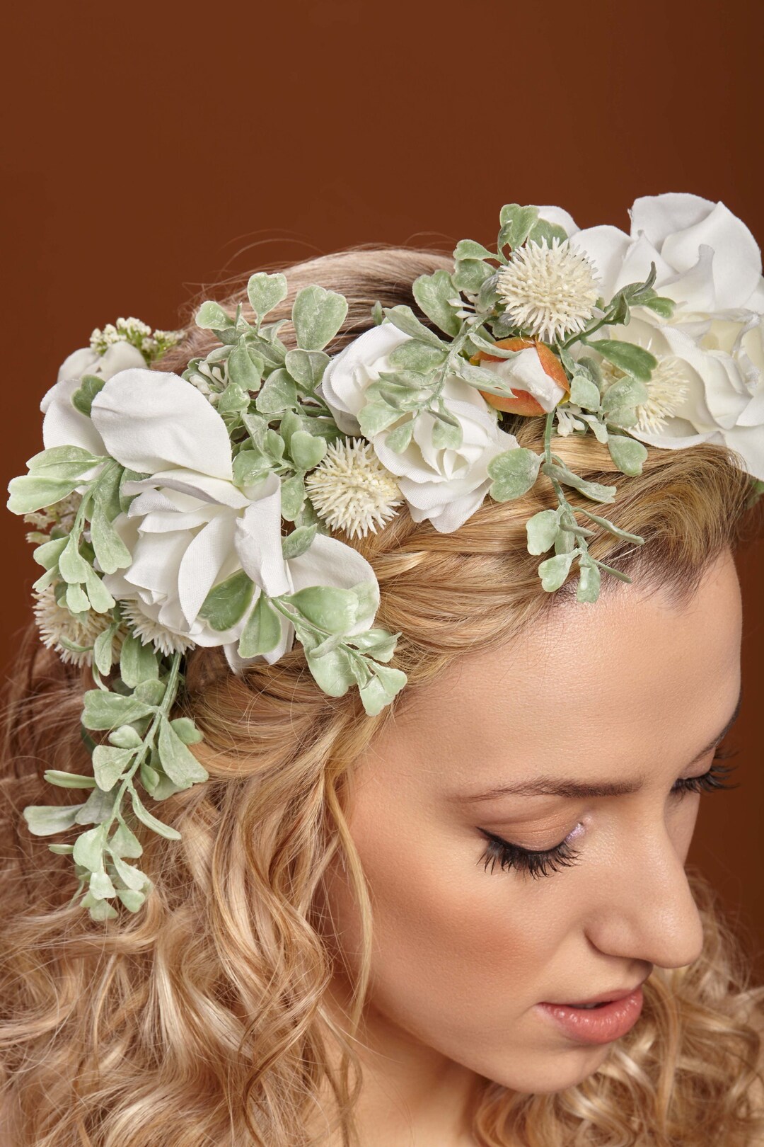 Bridal Floral Crown, Ivory Floral Crown, Floral Headpiece - Etsy