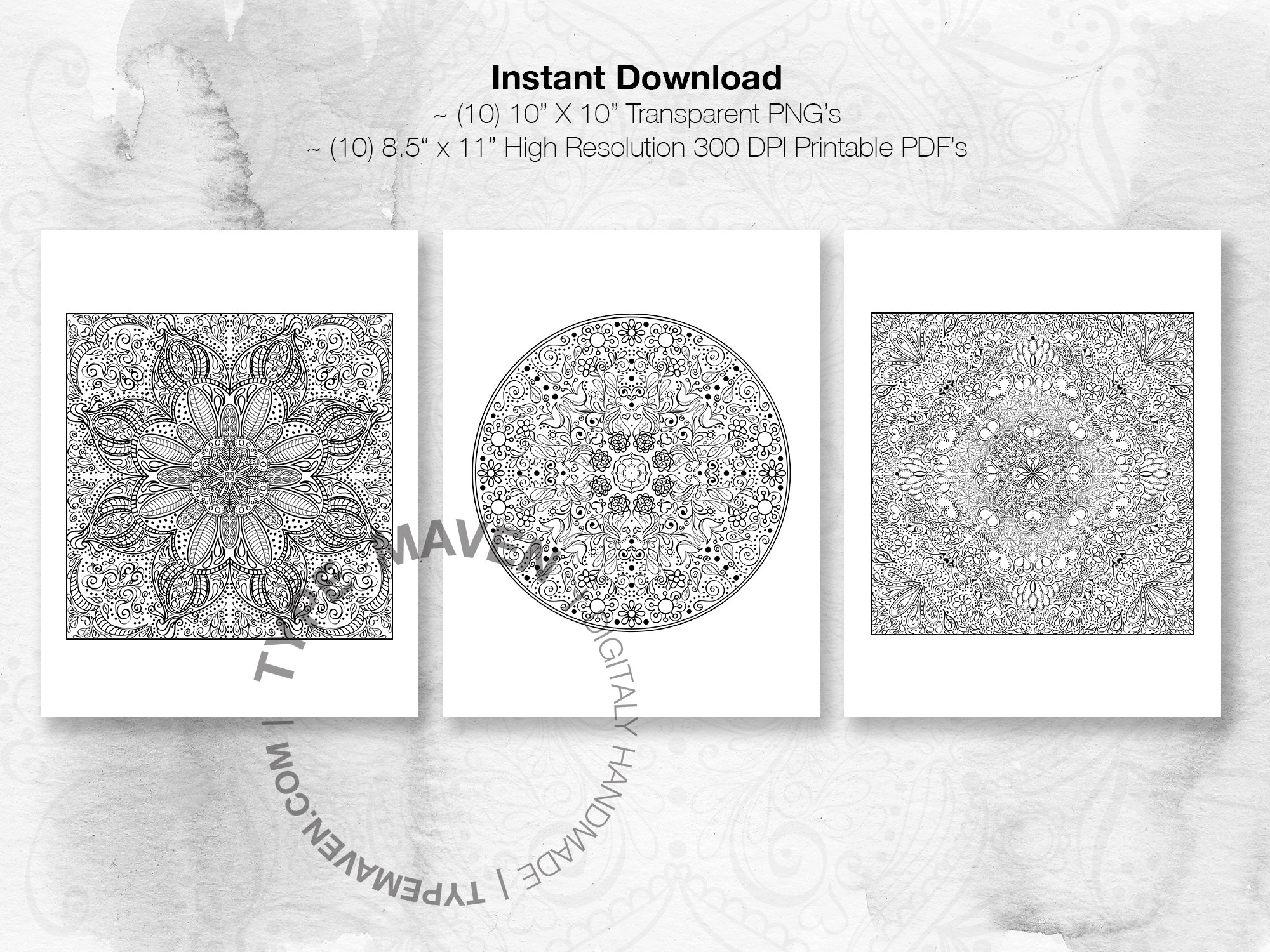 10 Mandala Coloring Pages Adult Colouring Book Coloring | Etsy