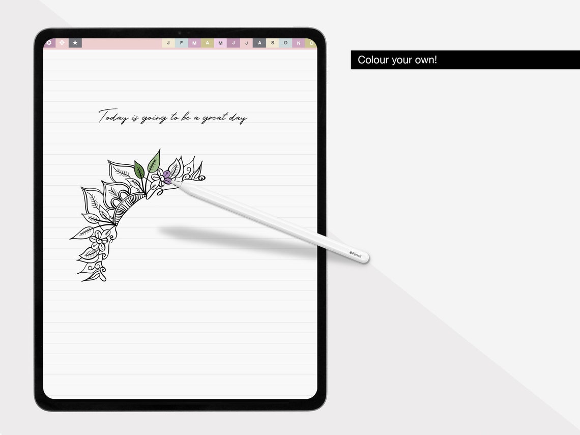 25 Digital Floral Motifs, Floral Borders, Digital Planner, Digital ...