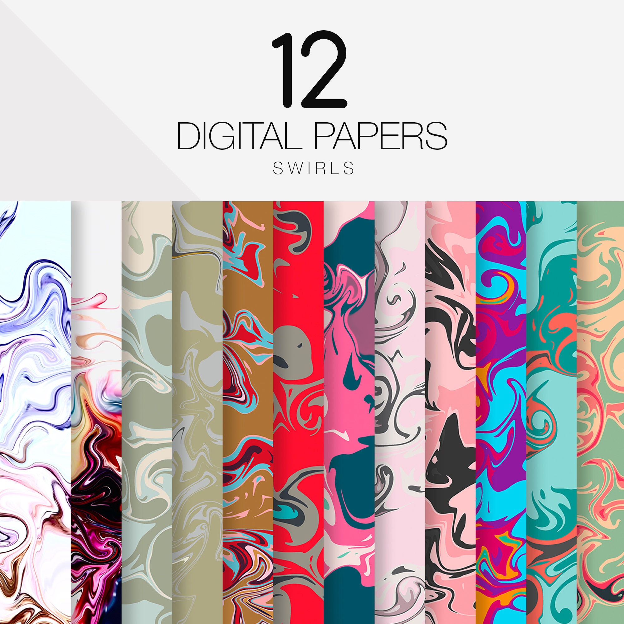 10 Digital Paper Pack, Paper Swirl Pattern, Digital Backgrounds ...