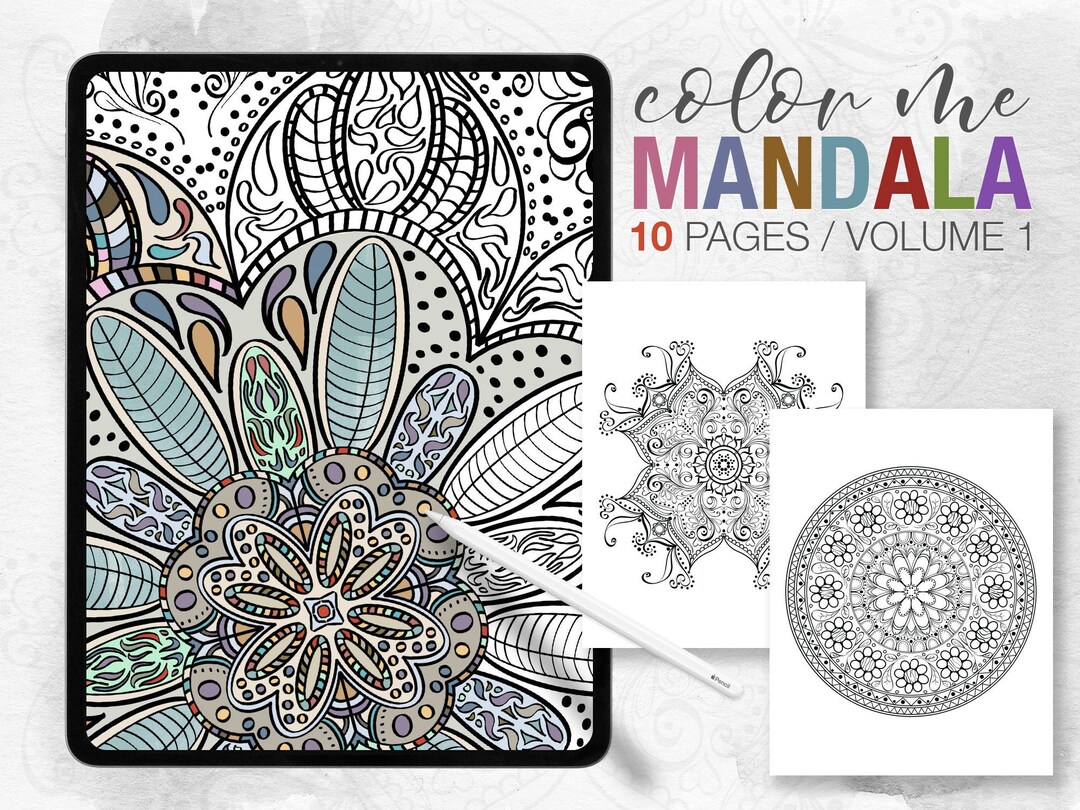 10 Mandala Coloring Pages Adult Colouring Book Coloring - Etsy