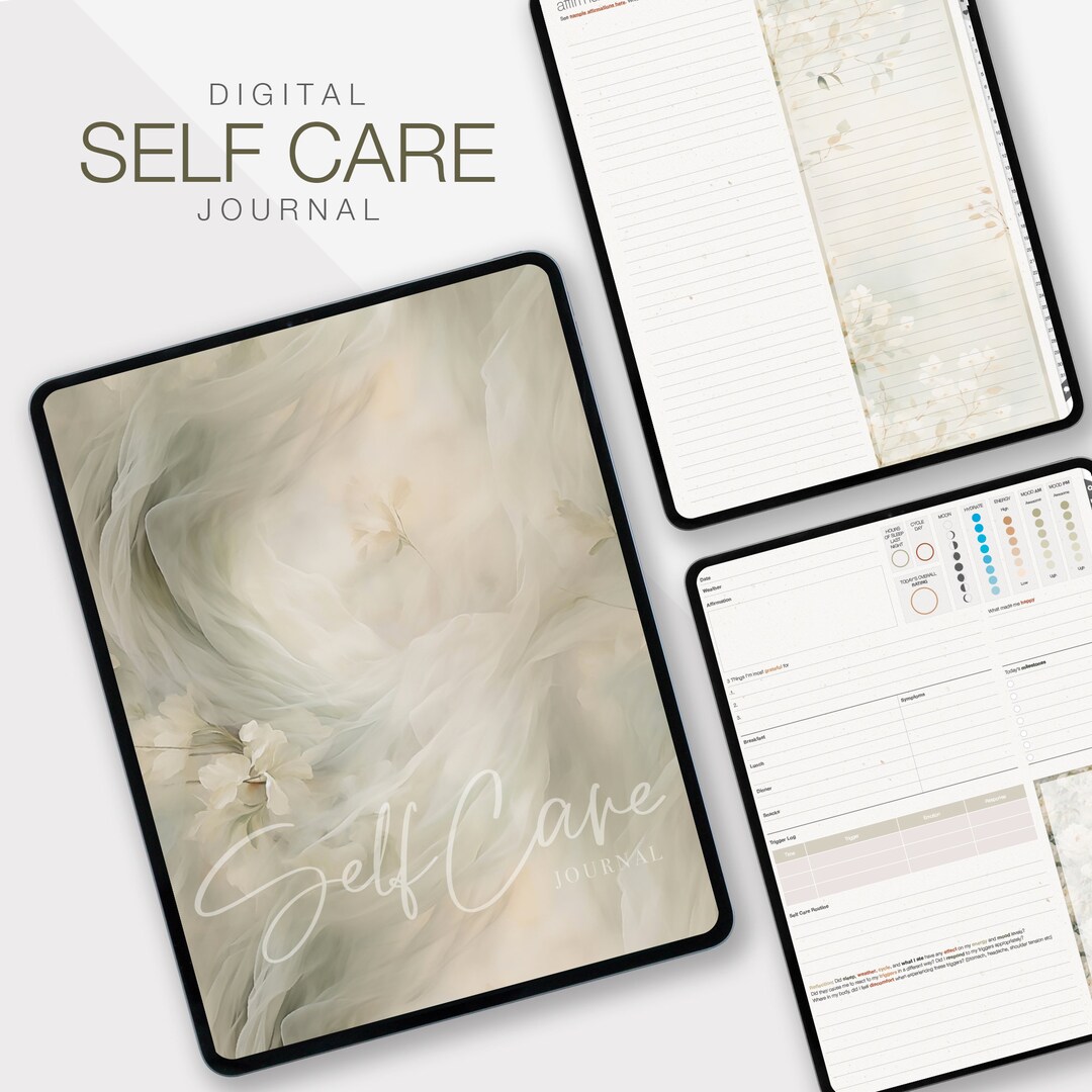 Digital Self Care Journal Mental Health Anxiety Tracker Mindfulness ...