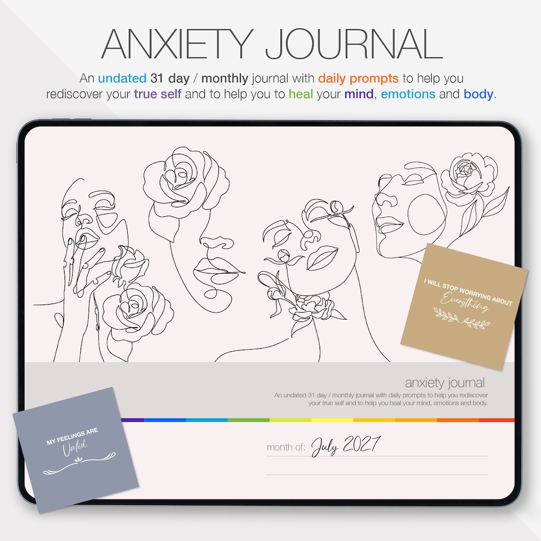 ANXIETY JOURNAL, Mental Health Journal, Self Care Journal, Daily Check ...