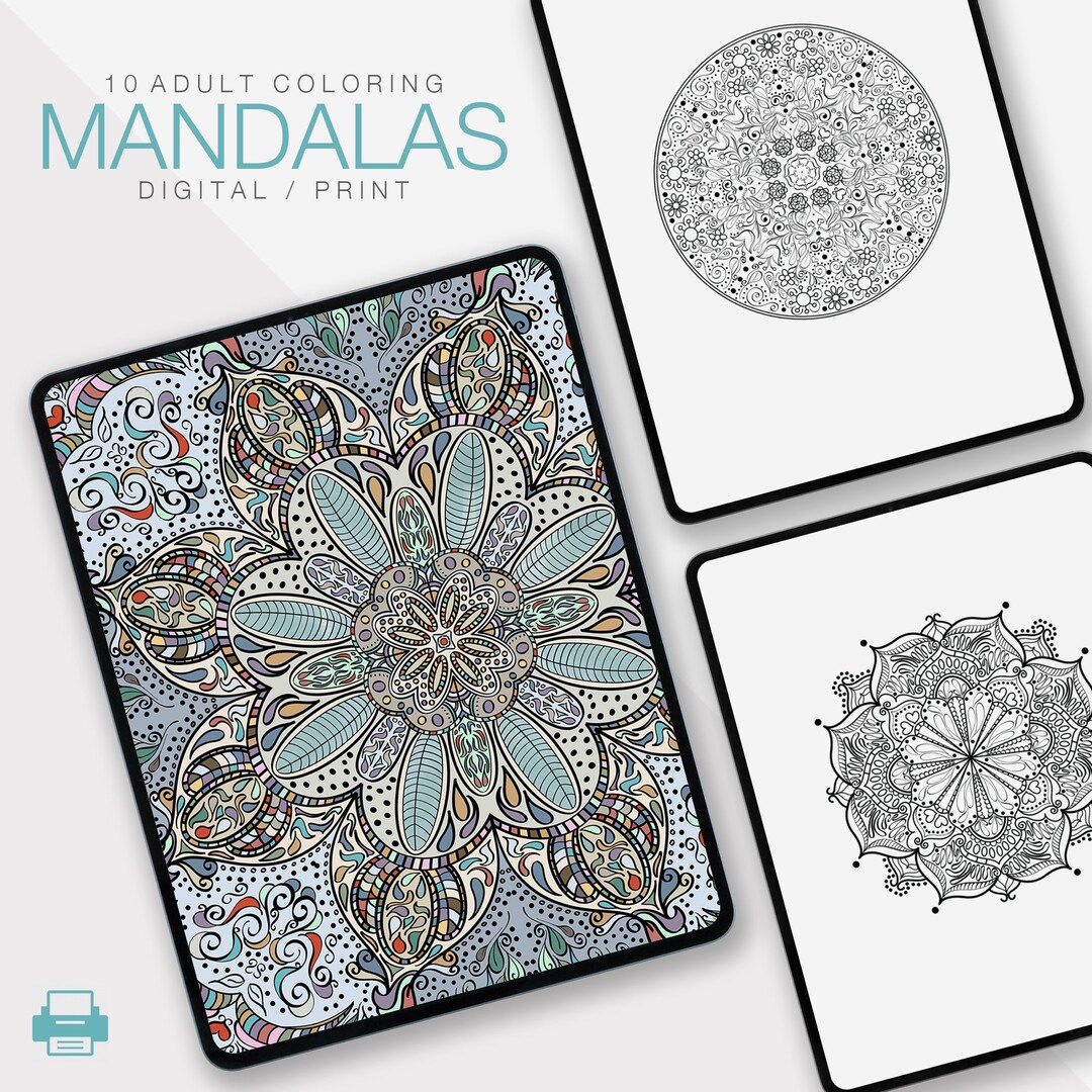 10 Mandala Coloring Pages, Adult Colouring Book, Coloring Pages ...