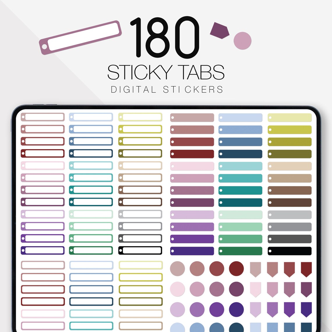 180 Digital Planner Stickers Sticky Notes Sticky Tabs Planner ...