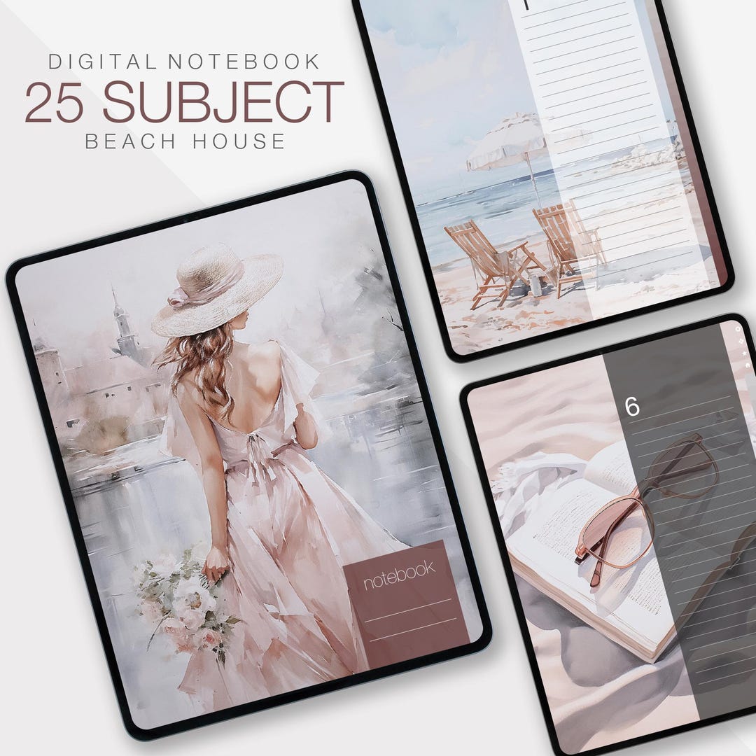 Digital Notebook Beach House Theme Digital Planner Goodnotes Student ...