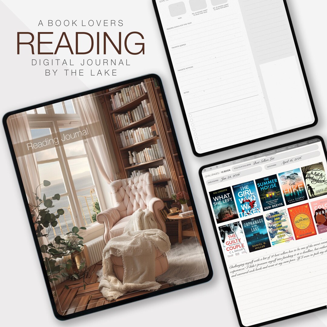 Digital Reading Journal for Book Lovers Book Clubs Book Review Library ...