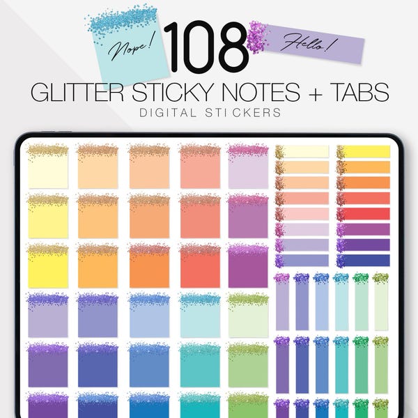 Glitter Sticky Notes - Etsy