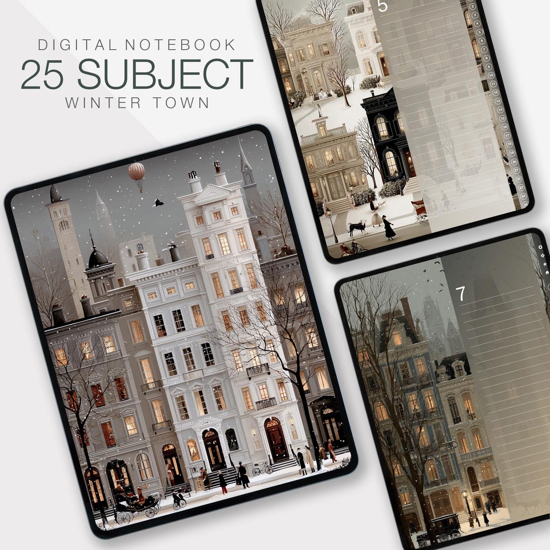 Winter Town Digital Notebook, Digital Planner, Digital Journal, iPad ...