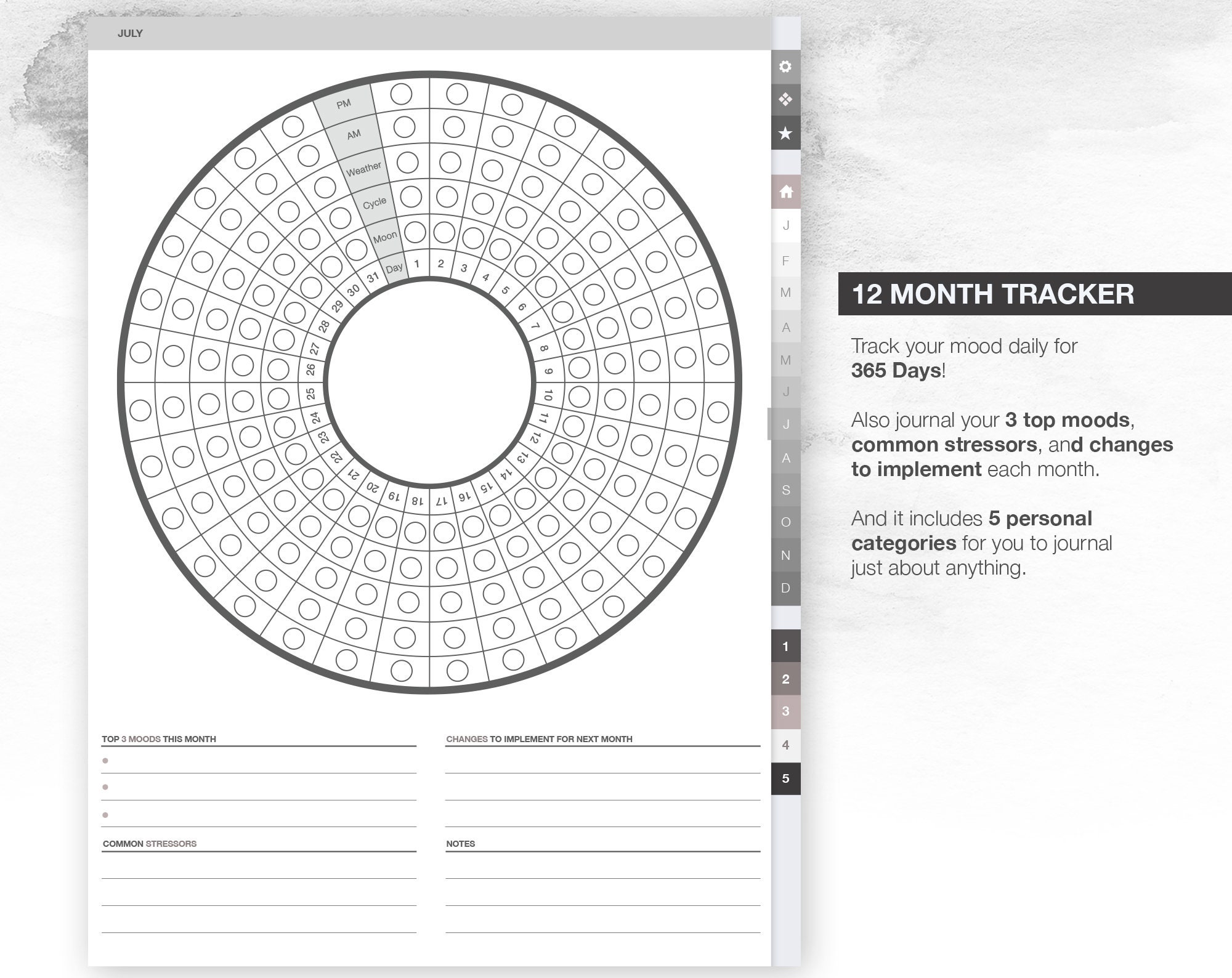 MONTHLY MOOD TRACKER Yearly Mood Tracker Digital Planner | Etsy