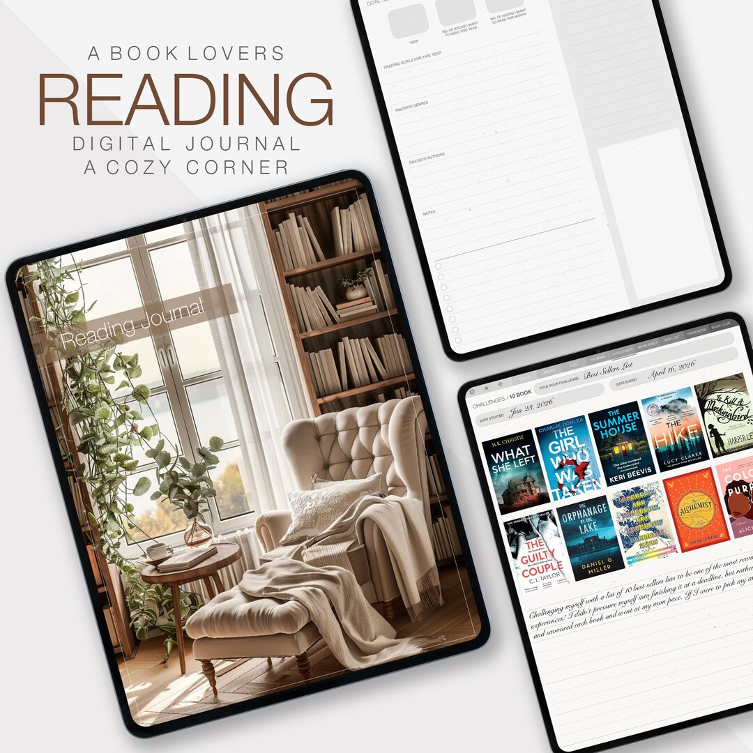 Digital Reading Journal for Book Lovers Book Clubs Book Review Library ...