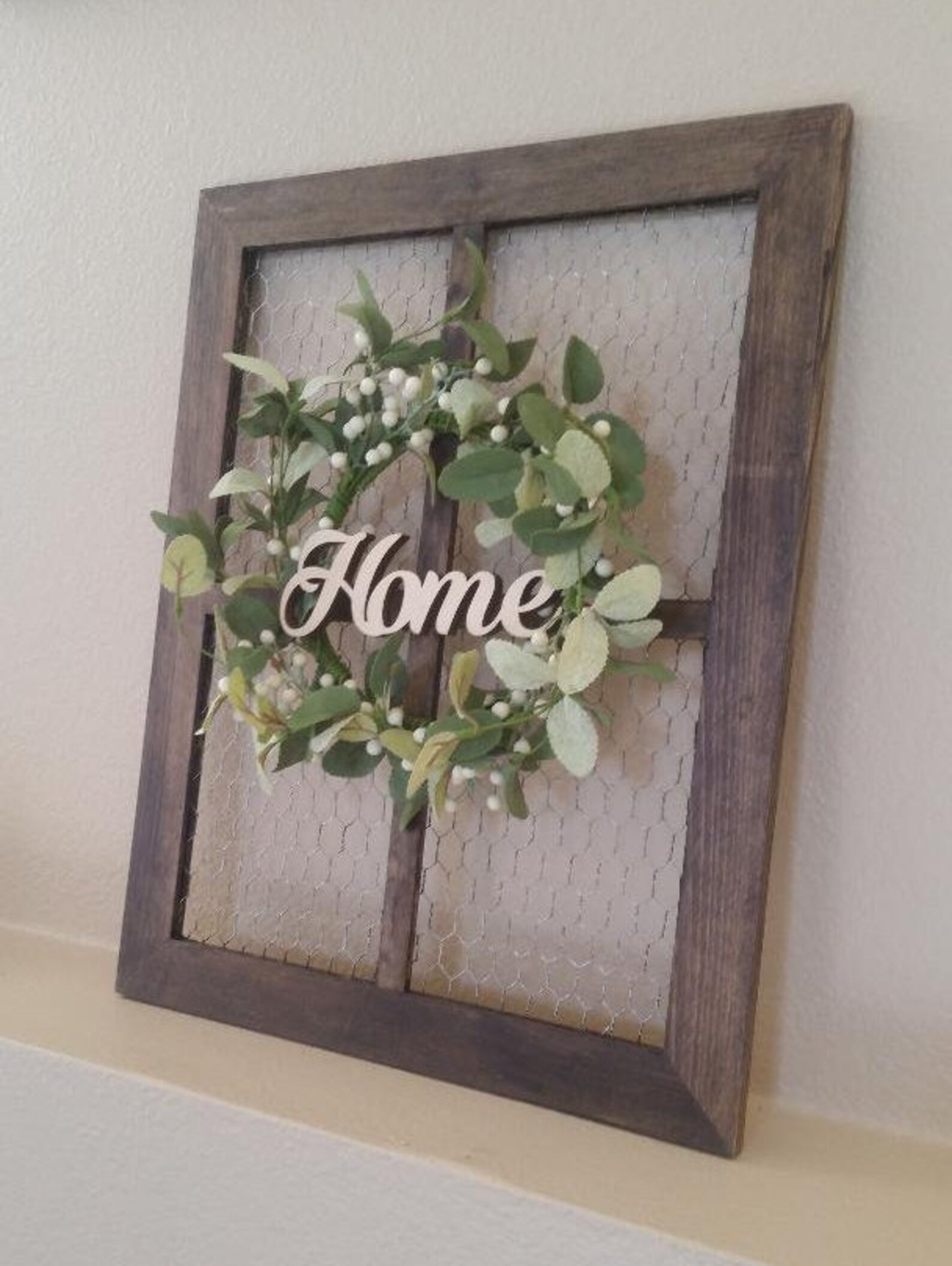 Chicken Wire Frame With Wreath/rustic Wall Decor/farmhouse - Etsy