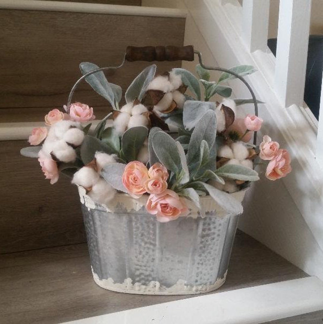 Galvanized Planter/rustic Planter/eucalyptus Planter/home Decor/rustic ...