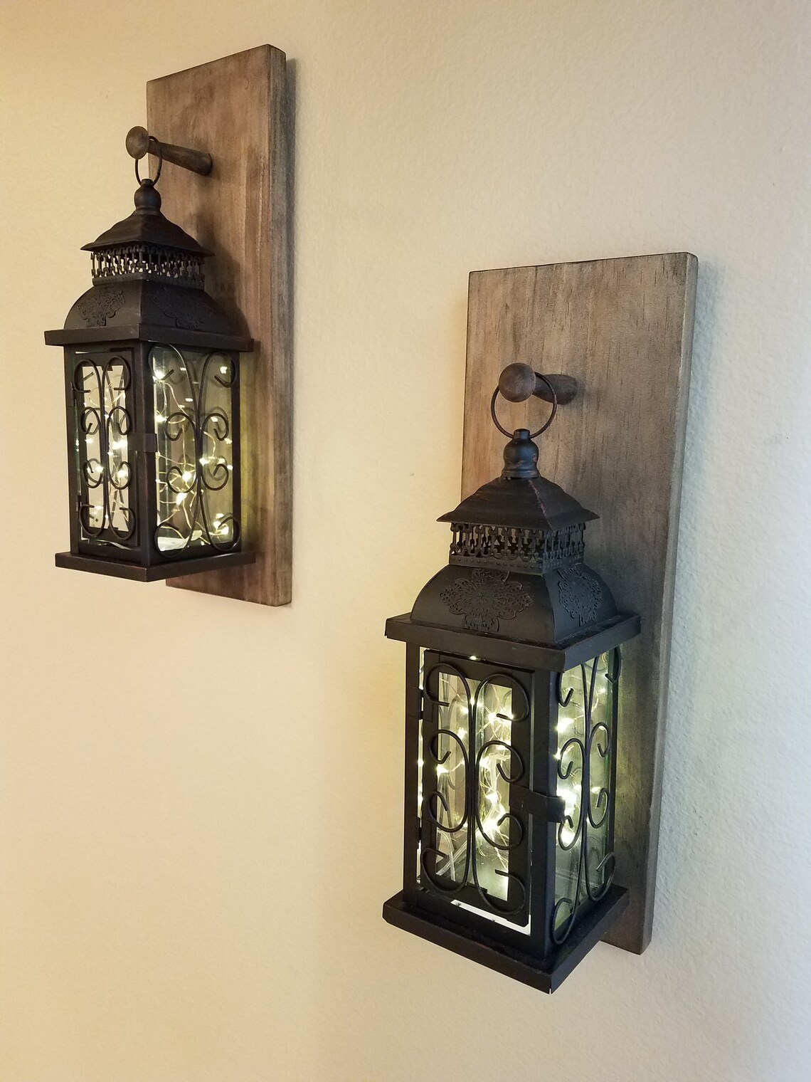 Lantern Wall Sconce Set/wall Sconces/fairy Light Sconce - Etsy