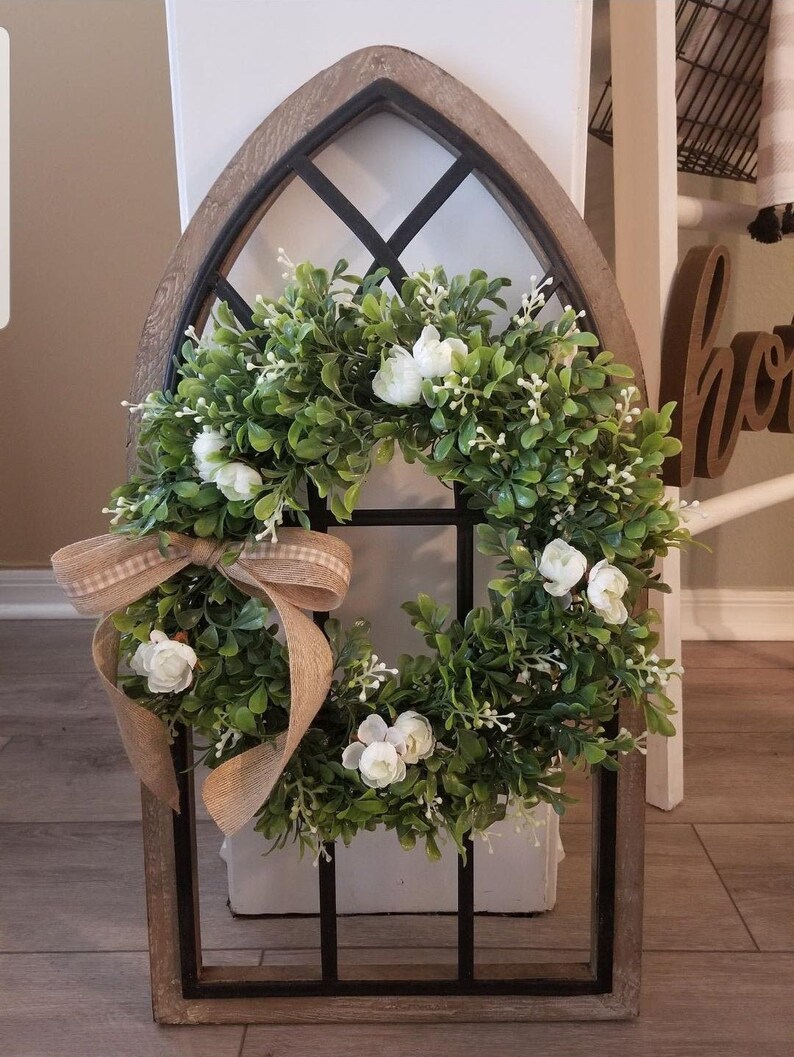 Cathedral Window Frame With Wreath/Window Frame With | Etsy