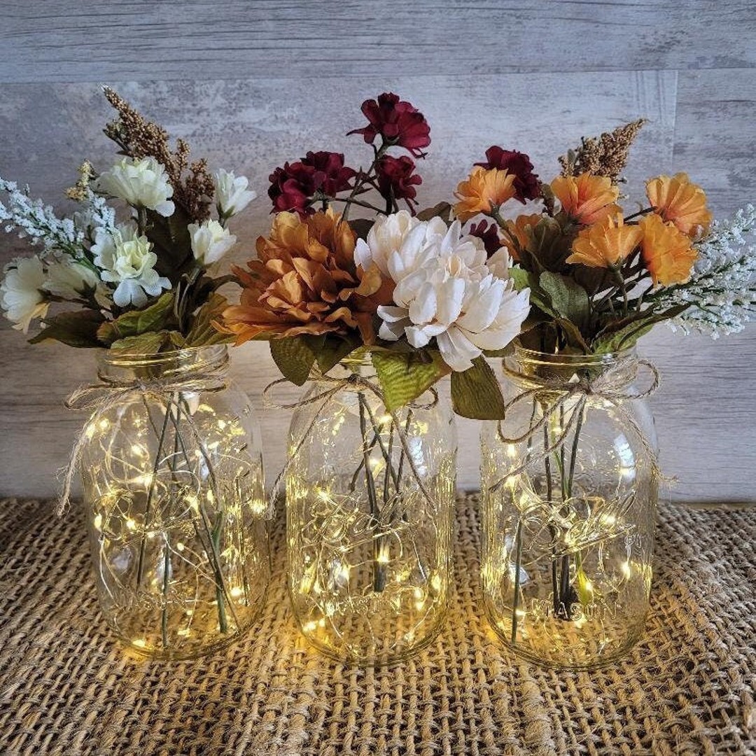 Fall Mason Jar Centerpiece/fall Centerpiece/mason Jar Centerpiece/mason ...
