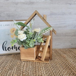 Wooden Planter Box, Mini Planter Box, Wooden House, Floral Centerpiece ...