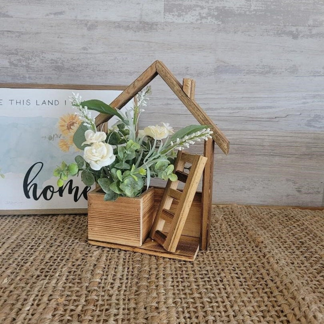 Wooden Planter Box, Mini Planter Box, Wooden House, Floral Centerpiece ...