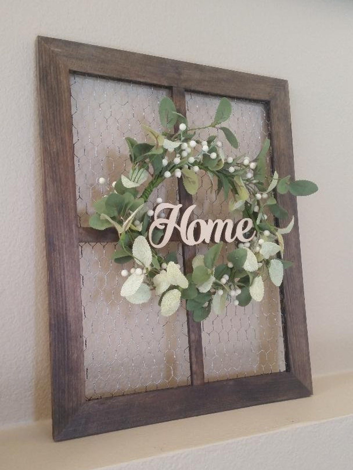 Chicken Wire Frame With Wreath/rustic Wall Decor/farmhouse - Etsy
