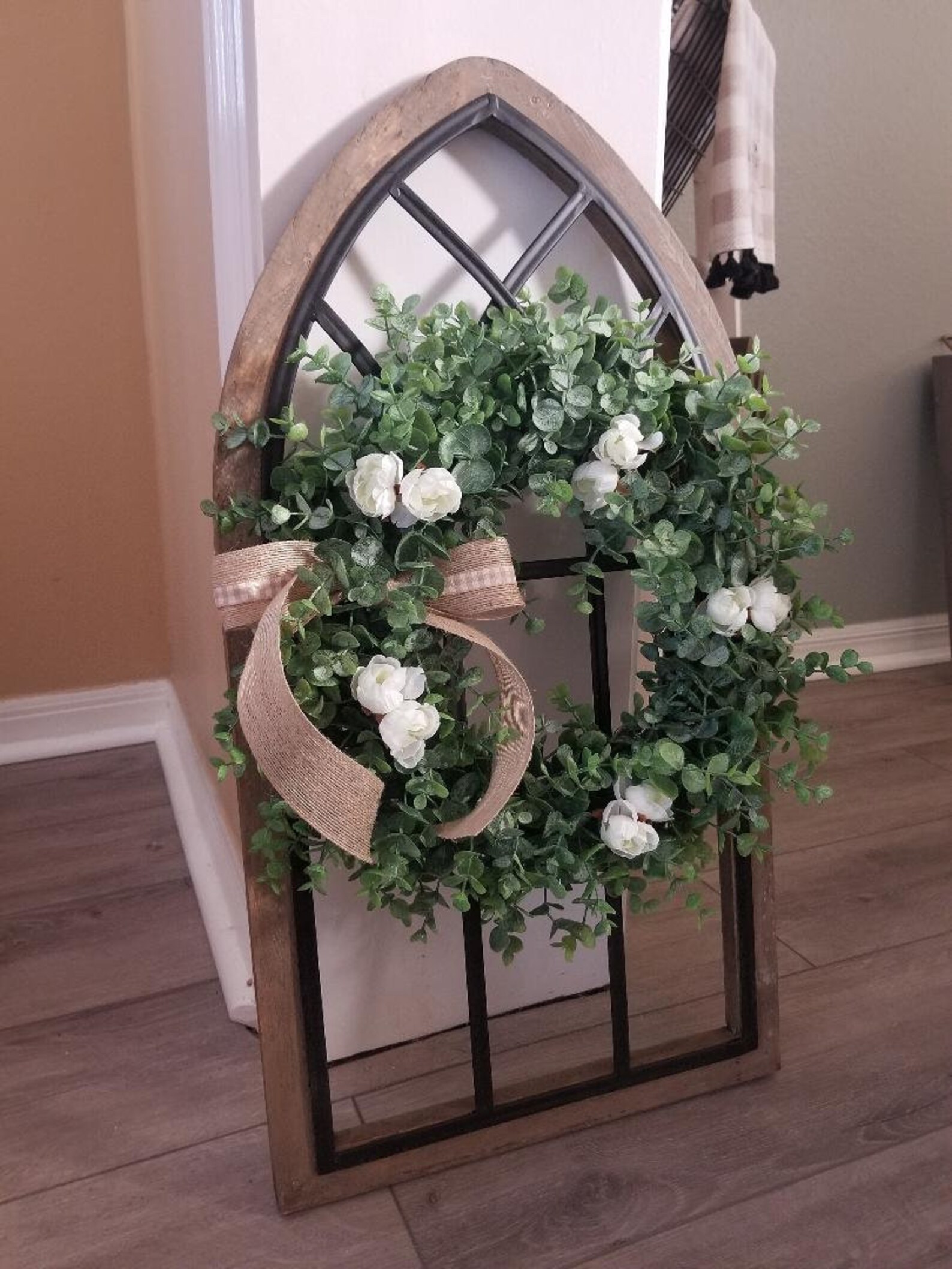 Cathedral Window Frame With Wreath/Window Frame With | Etsy