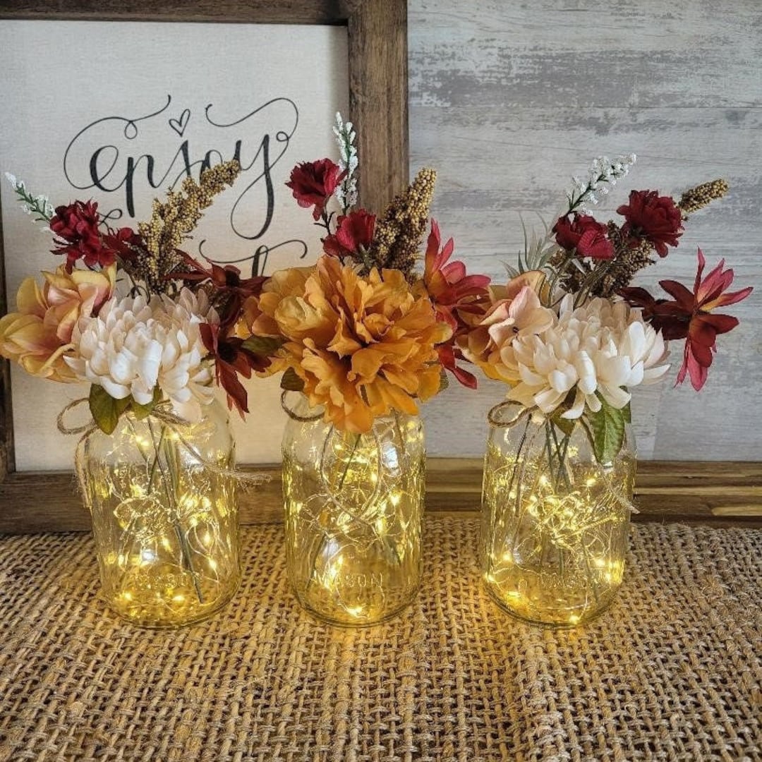 Mason Jar Centerpiece/table Centerpiece/fall Centerpiece/floral ...