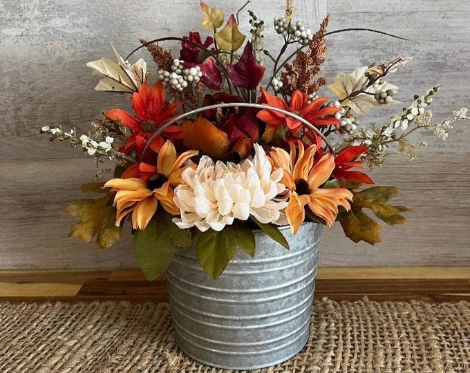 Fall Bittersweet Floral and Pumpkin Arrangement~harvest Centerpiece ...