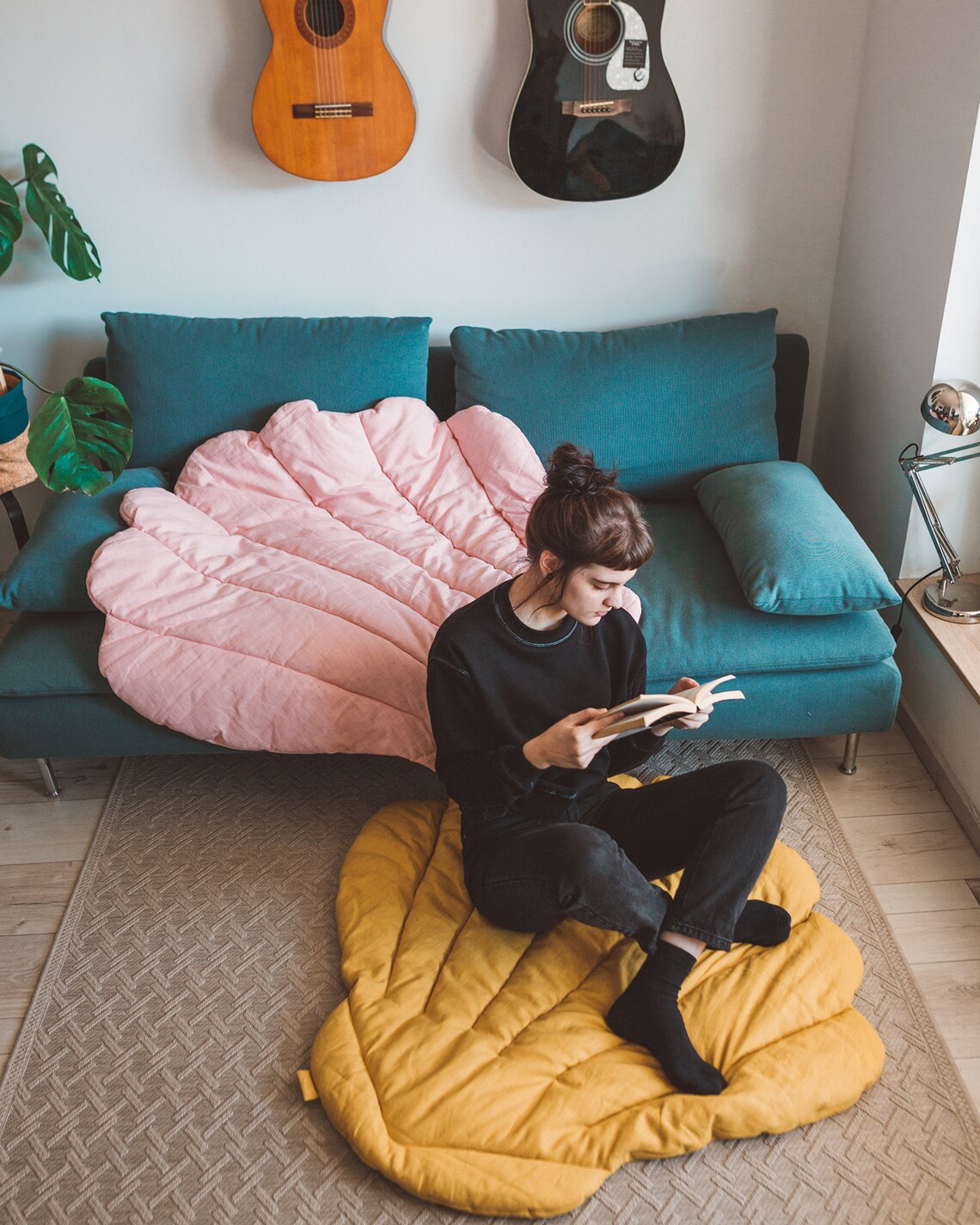 M Size Seashell Mat Natural Linen Mat Quilted Seashell Playmat - Etsy