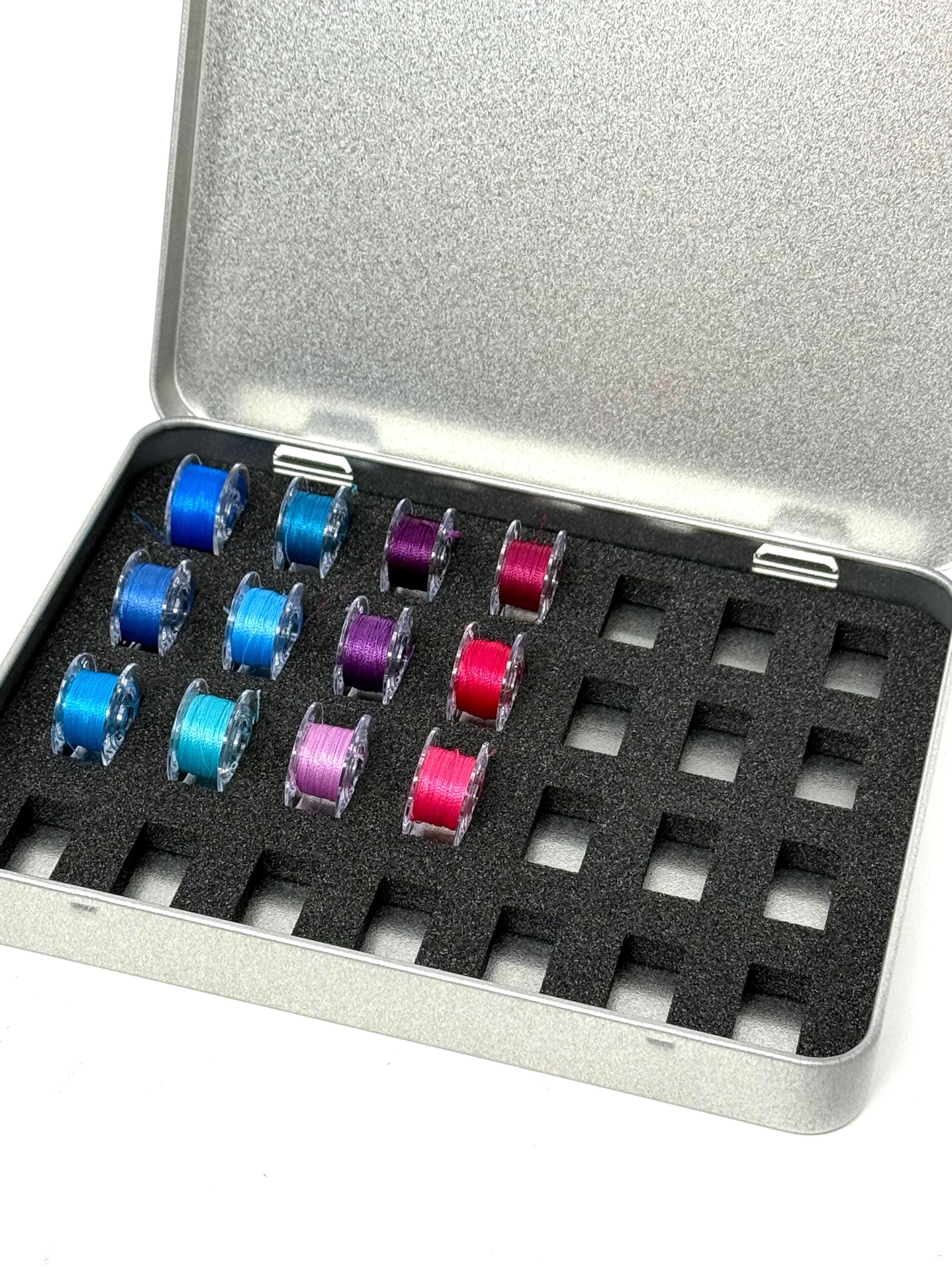 Sewing Machine Bobbin Storage Tin With Foam Insert to Hold X28 Bobbins ...
