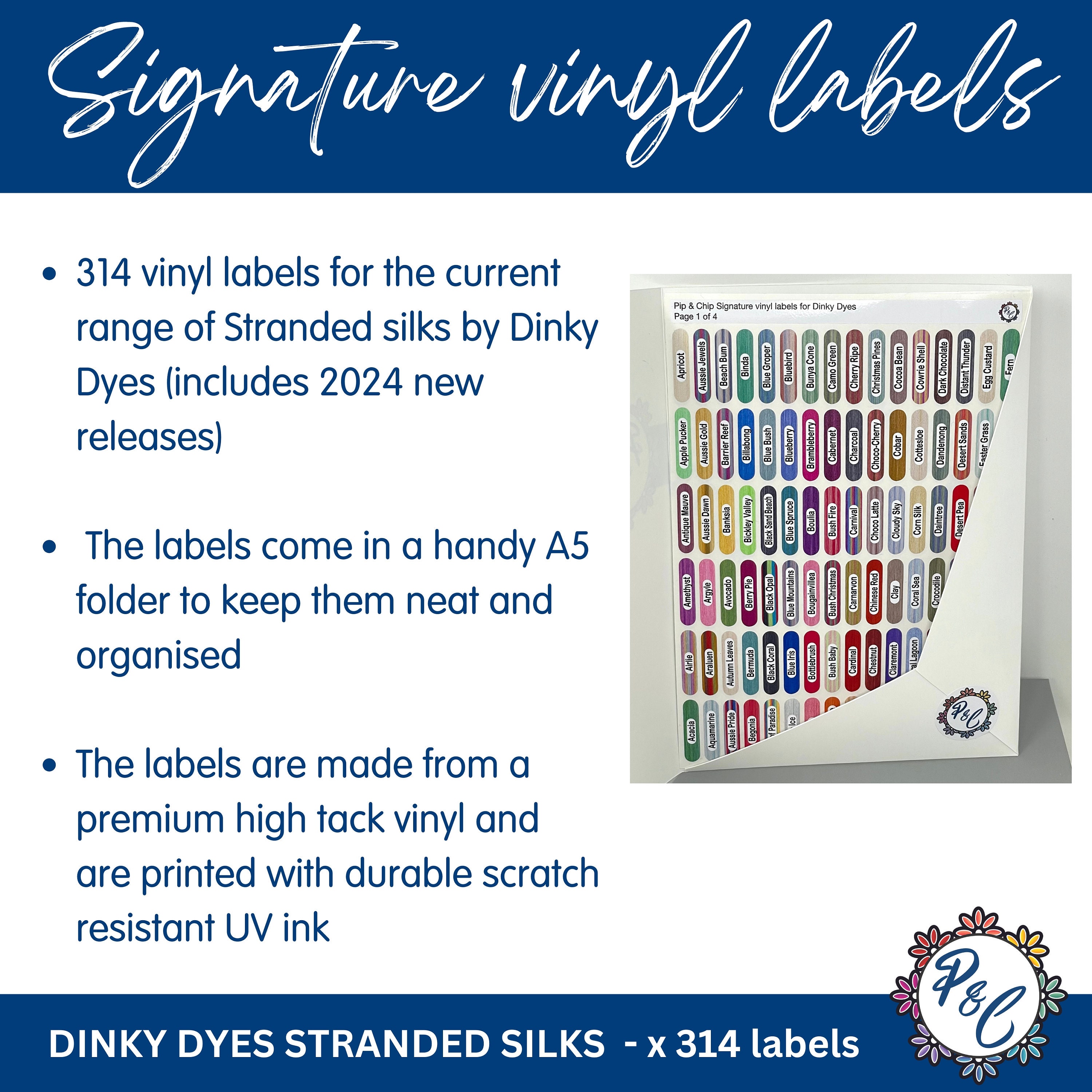 Dinky Dyes - Signature Vinyl Labels for Dinky Dyes Stranded Silks (x314 ...