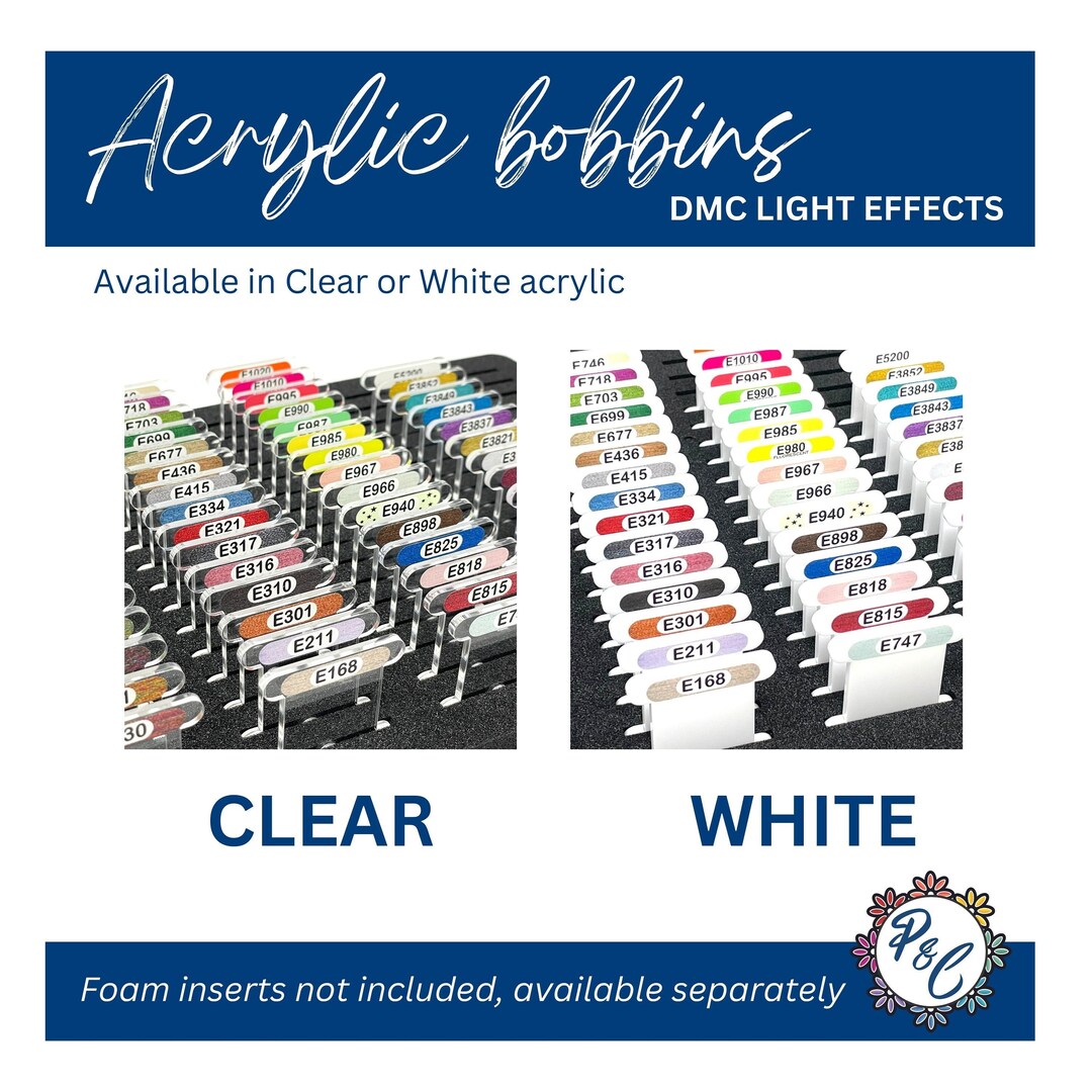 Acrylic Bobbins for DMC Light Effects | X58 Bobbins | Printed Number & Colour Swatch - Etsy