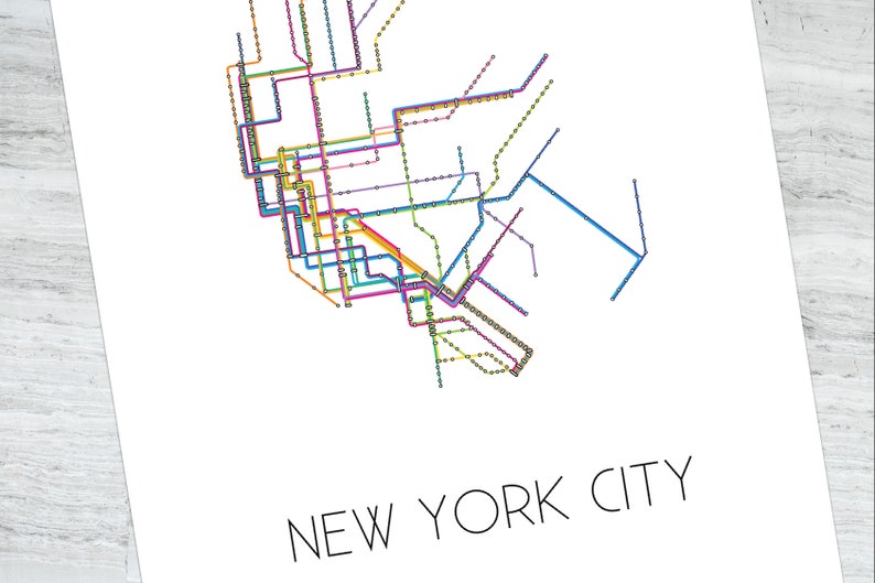 New York Subway Printable Map Art Metro Art Poster Artwork | Etsy