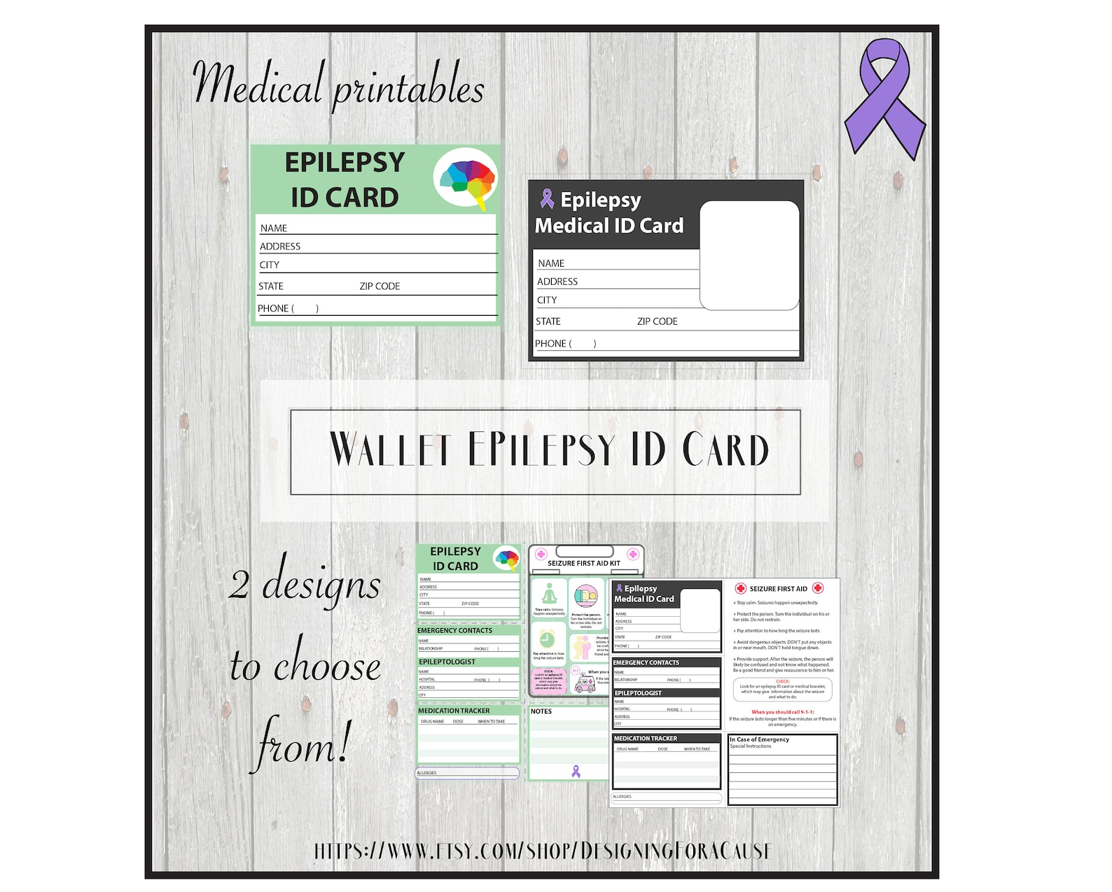 Epilepsy Medical Alert ID Card, Pocket Wallet ID, School Form ...