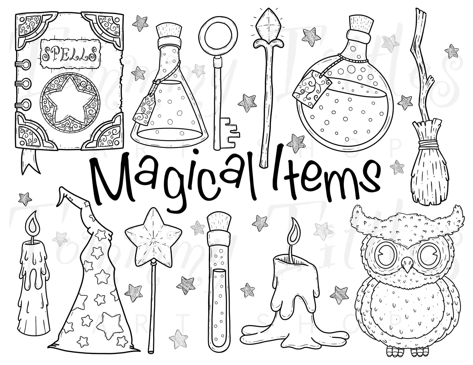 Printable Clipart Colourin Magical Items Clip Art Set Etsy