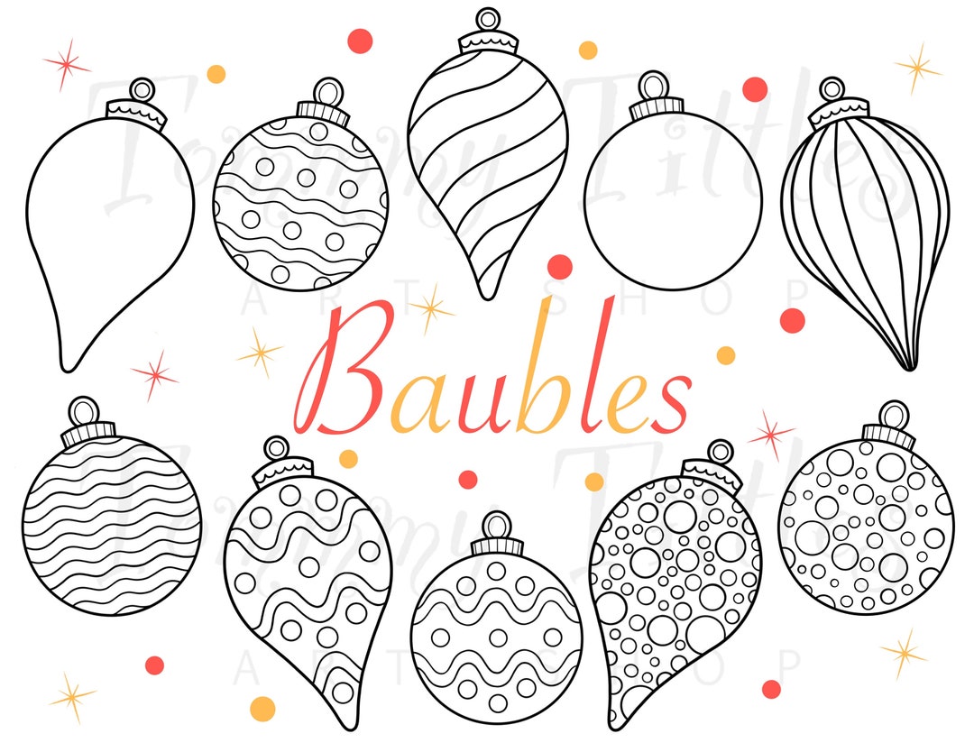 Christmas Coloring Pages – Festive Baubles & Patterns, DIY Holiday Clip ...