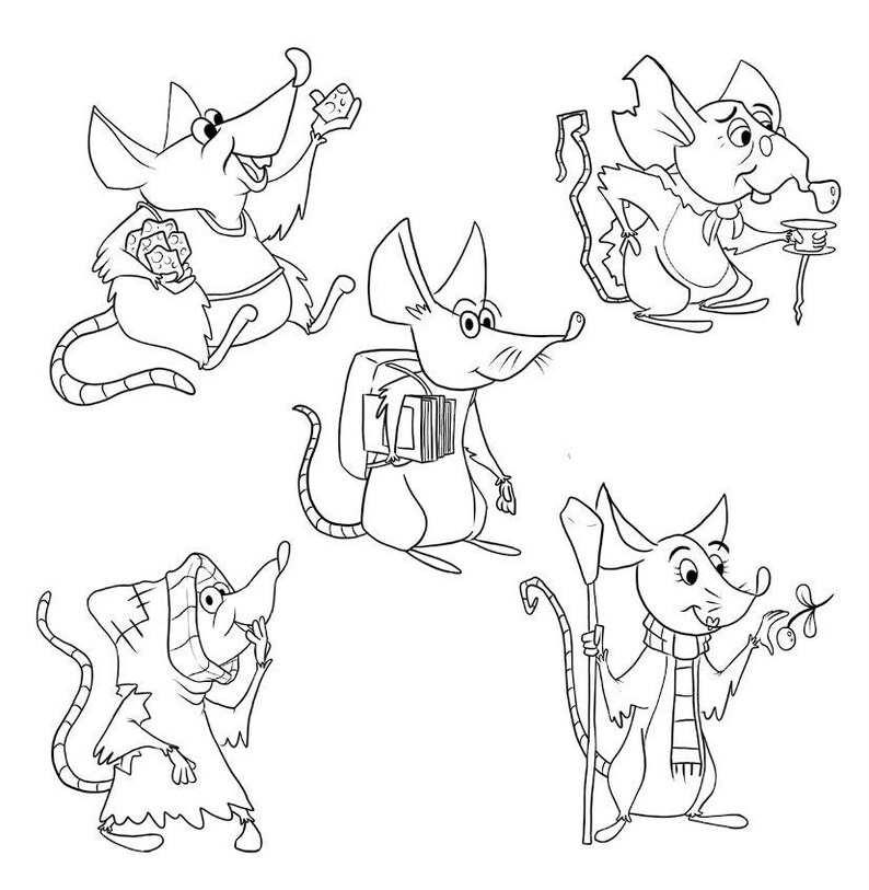 Printable Colouring Sheets Mice Clipart, Mouse Coloring, Clip Art Set ...