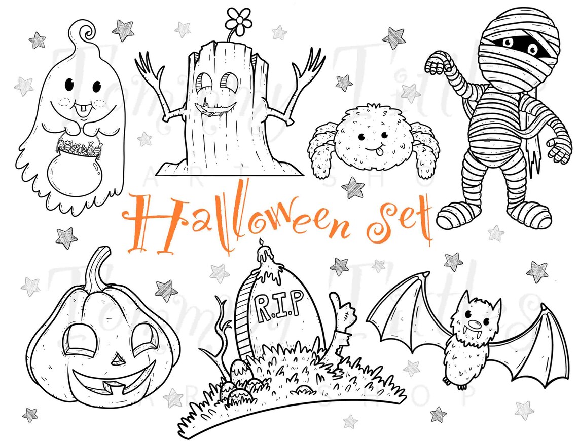 Halloween Clipart, Spooky Illustration Set, Cute Clipart, Pumpkin ...
