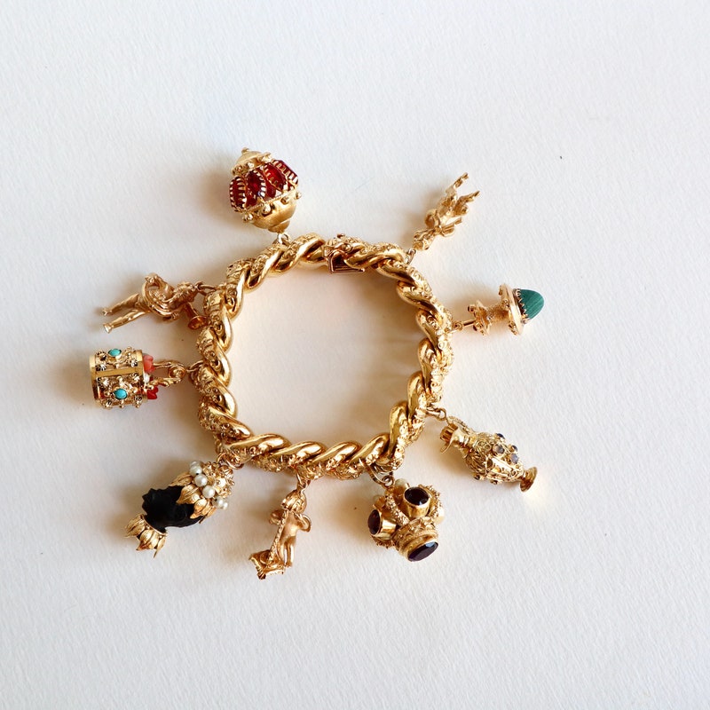 Gold Charm Bracelet - Etsy