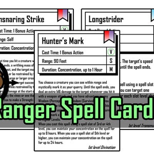 Dnd 5e Ranger Spell Cards Levels 0, 1 - Etsy UK