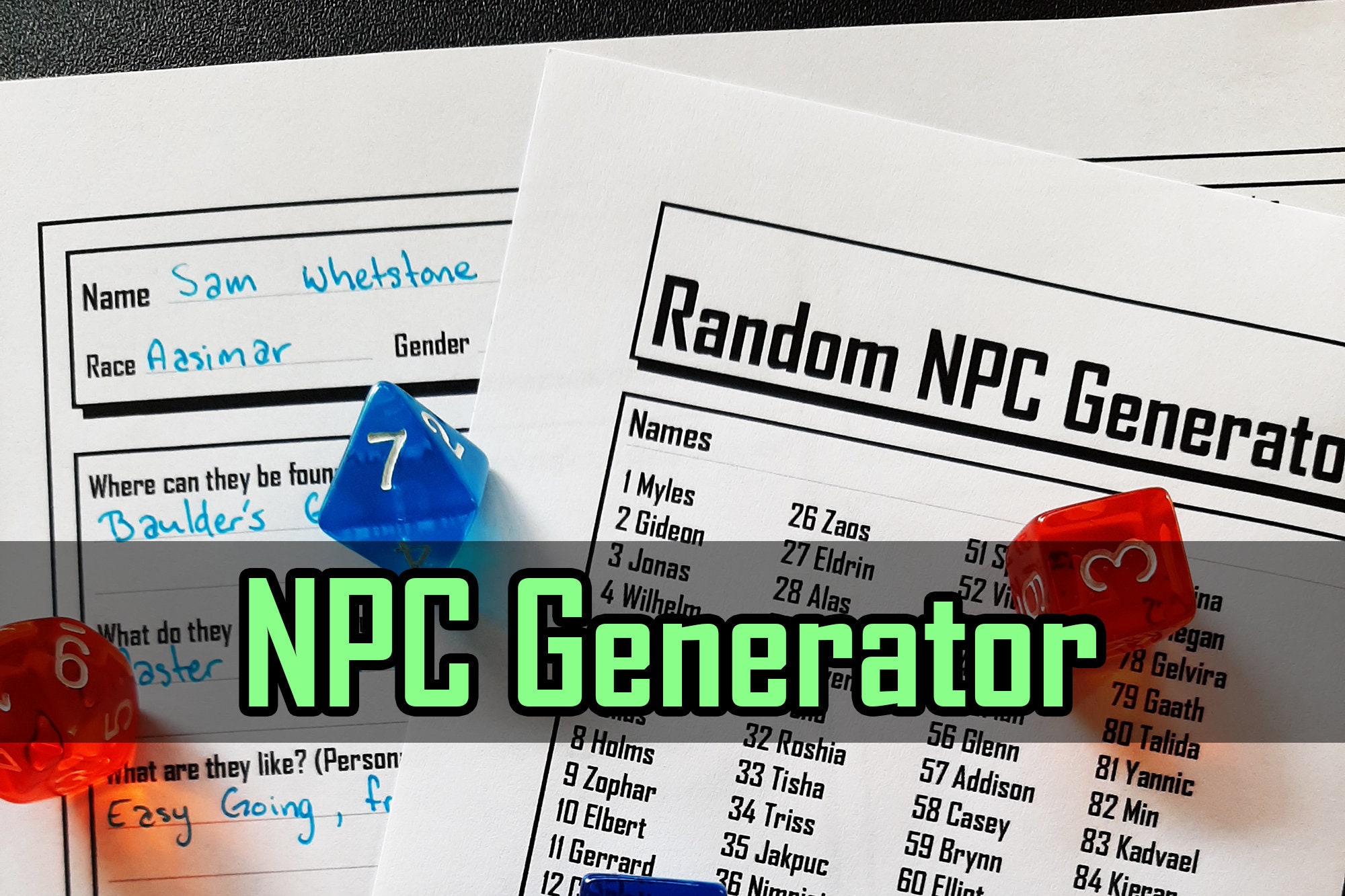 DnD 5e Random NPC Generator and Tracker / Printable | Etsy