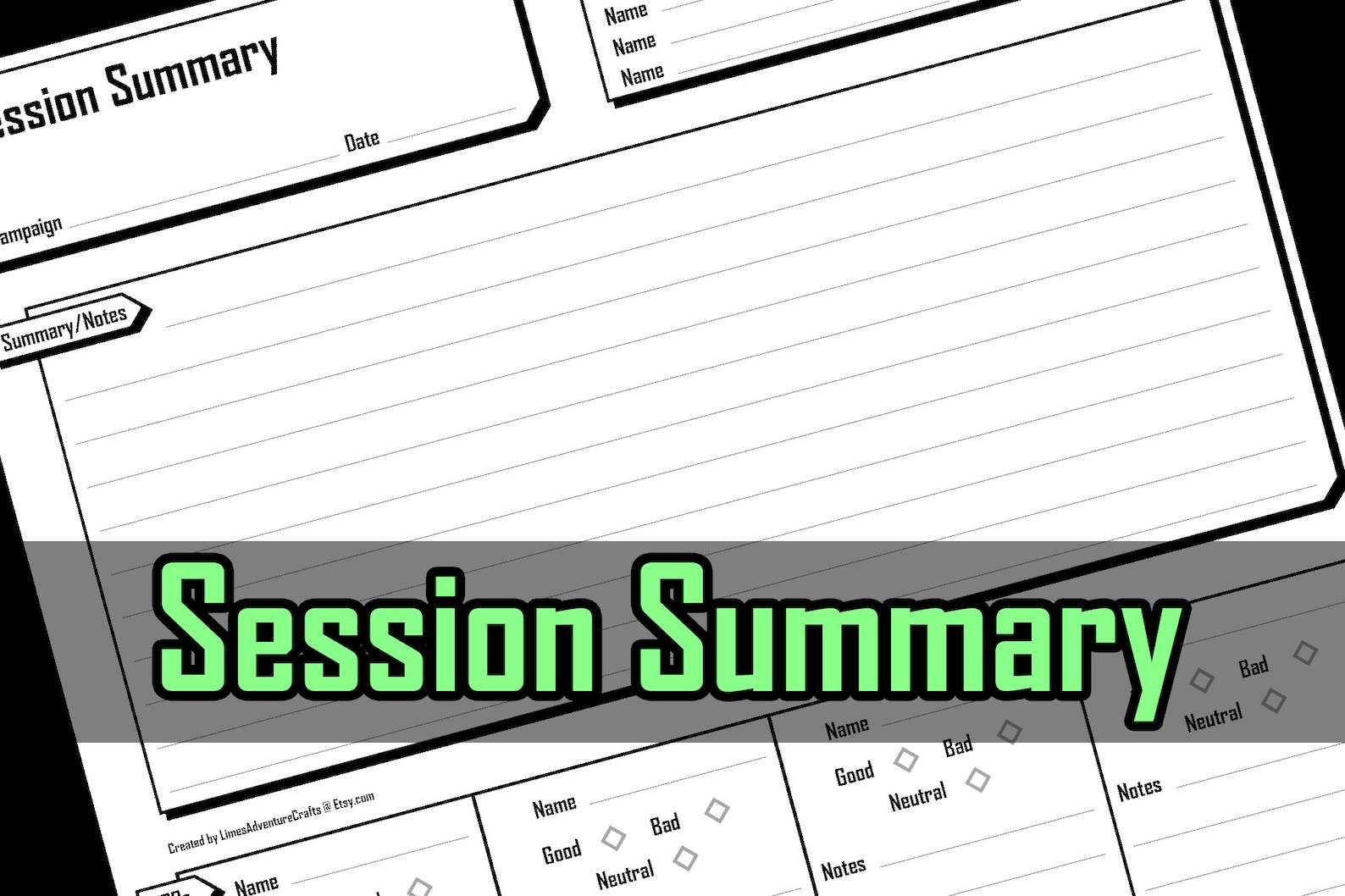 Session Summary / PDF / Dungeons and Dragons 5E - Etsy
