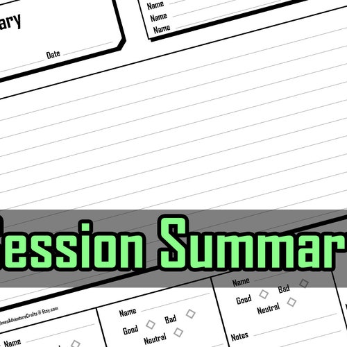 Session Summary / PDF / Dungeons and Dragons 5E - Etsy